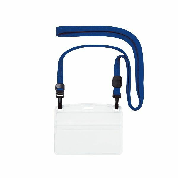 ●ありそうで、なかった！名札用ケースが裏返らないダブルフック式です。名札用ケースはチャック式で水やホコリが入りにくい。●安全装置、長さ調整付●入数：10枚●ひも：再生PET/ケース：再生ポリオレフィン●ひも：長さ約90cm/幅約10mm●中...