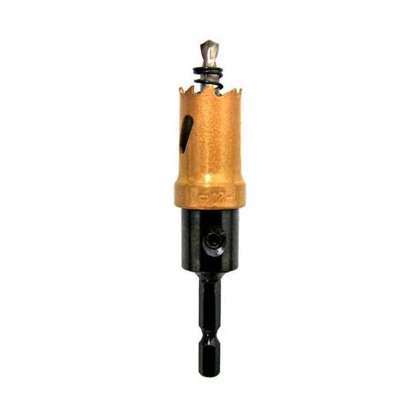 【用途】鉄板3.2mm以下の20mm穴あけ用ホールソー。【機能・特徴】鉄(3.2mm以下)塩ビ、木工、プラスチックの穴あけができます。薄刃タイプの刃先の使用により切れ味抜群、長寿命です。【仕様】●シャンク径：6.35mm。●センタードリル径...