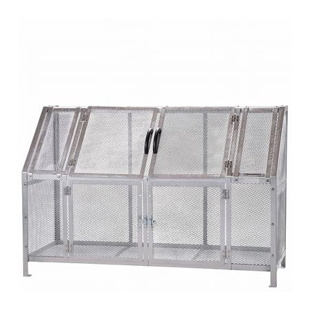 ミヅシマ工業06-6534-1201【商品説明】■製品詳細：・大型屑入・内容量：1200L・お客様組立製品■仕様：・メッシュ構造ですので臭いもこもらず、集積状況が一目で確認可能な大型屑入です。・ゴミの投棄は上面扉から、回収時には下部の扉も開...