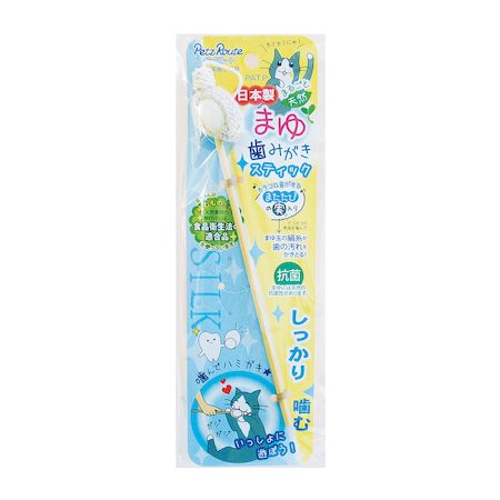 【商品説明】●猫ちゃんがとびつく歯みがきおもちゃ！いっしょに遊びながら歯を磨こう！しっかり噛むスティックタイプ。●まゆ玉のデコボコの表面を噛んで歯の汚れをかきとります。●またたびの実入りでカラコロ音。●猫ちゃんが《噛む》ものだから天然の素材...