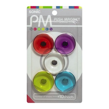 【商品説明】●ふちを押す（push）と磁石が傾いて取り外しやすいフォルム●クリアーカラーできれいな5色グラデーション●保持力：コピー用紙約10枚●商品：30×30×6.5mm●パッケージ：140×80×8mm●PMMA類似商品はこちら直送・...