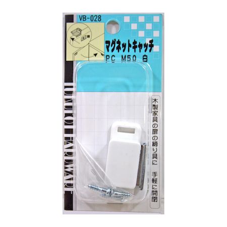 【商品説明】●一動作で手軽に扉を開閉できる。●内臓式なので目立たない。●木製の家具やキャビネットなどの扉に。●取り付けの際、木部の割れやネジの破損を防ぐためキリで下穴を開けてください。●タイプ：M50●使用木ネジ(mm)：3.1X13●カラ...