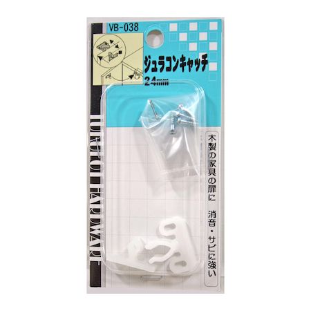 【商品説明】●消音タイプの樹脂ローラー戸締り●湿気の多い場所に適している●木製の家具やキャビネットなどの扉に(サビに強い)●取り付けの際、木部の割れやネジの破損を防ぐためキリで下穴を開けてください●規格：24mm●使用木ネジ(mm)：2.1...