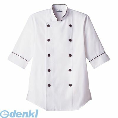 ●仕様：ホワイト×ブラウン　LL●メーカー品番 サイズ 着丈(cm) 肩巾(cm) 胸囲(cm) 袖丈(cm)：ET-1144 LL 76 48 114 40●ポリエステル80%+綿20%/交織ポプリン・男女兼用4905001571992類...
