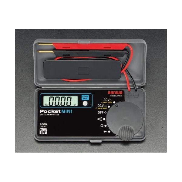 ●直流電圧…400m/4/40/400/500V●交流電圧…4/40/400/500V●抵抗…400/4k/40k/400k/4M/40MΩ●サイズ…115(W)×18(D)×57(H)mm●重量…85g●電源…LR44×2個●導通チェック...