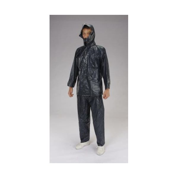 ●材質…塩化ビニール●フード取外可能●ボタン留めタイプ●袖口は二重袖（内側ゴム絞り）●胸ポケット付●洗濯は方法に関係なくしないでください。●火のそばに置くと軟化や変形する場合があります。●サイズ…LL●カラー…ネイビー●上下セット類似商品は...