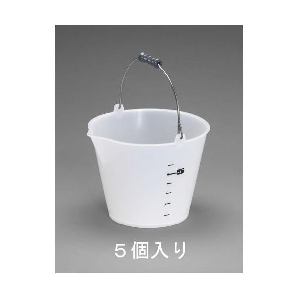 ●材質…本体：ポリエチレン・EVA、柄：ステンレス、グリップ：ポリプロピレン●目盛付(1Lごと)●衝撃に強く壊れにくい丈夫なバケツ●容量…14L●サイズ…φ320×275mm●5個入りです。●重量…677g/1個類似商品はこちらエスコ EA...