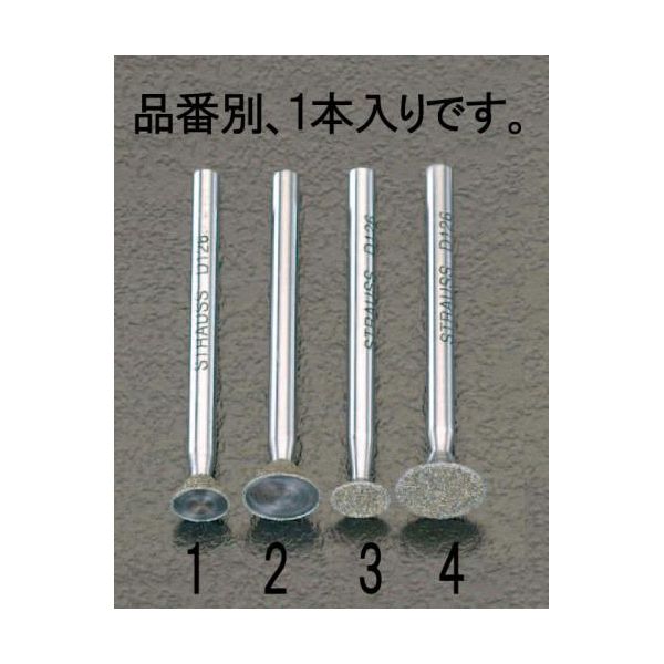 ●軸径…3mm●全長…44.5mm●砥粒…ダイヤモンドパウダー●パウダー部…刃先端部のみ●粒度…＃140●入数…1本入り●刃径×刃長…9.4×4.5mm●電着タイプ類似商品はこちらエスコ EA819DH-11 5.1x4.3m5,226円エ...