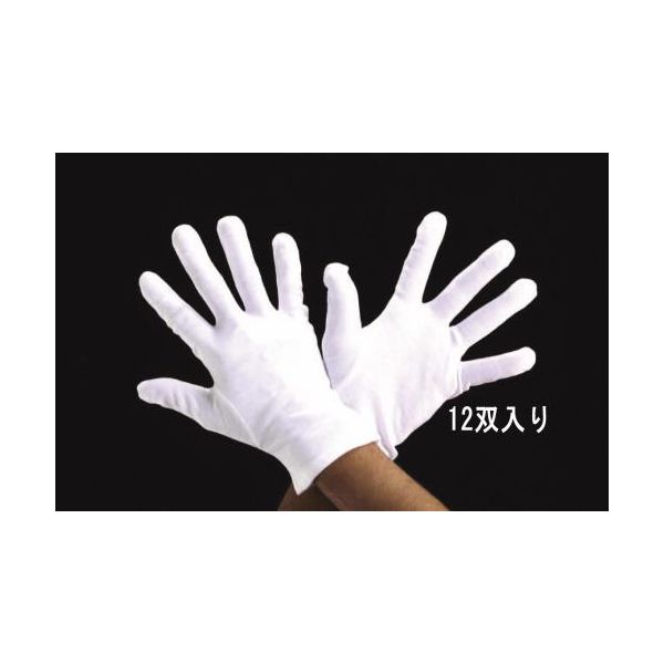 ●サイズ…M●全長…220mm●厚み…1.38mm●掌周り…180mm●中指長さ…79mm●カラー…本体：ホワイトステッチ：ホワイト●材質…綿100％●用途…一般工場、品質管理等に●入数…12双入り類似商品はこちらエスコ EA354AA-1...