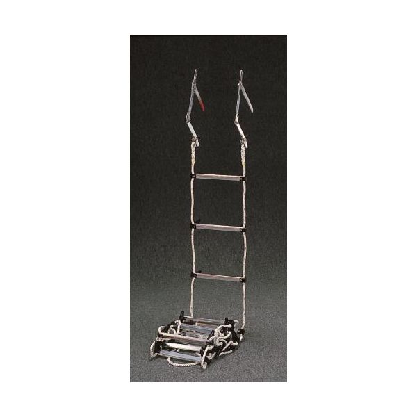 ●(蛍光避難ハシゴ)●(財)日本消防設備安全センター認定品●静荷重…横桟：引張強度 2000N　　　　　　 　縦棒：引張強度 13400N　 　　　　　　　吊下げ金具：引張強度：11800N●材質…横桟：アルミ合金製　　　　　　縦棒（縄）：...