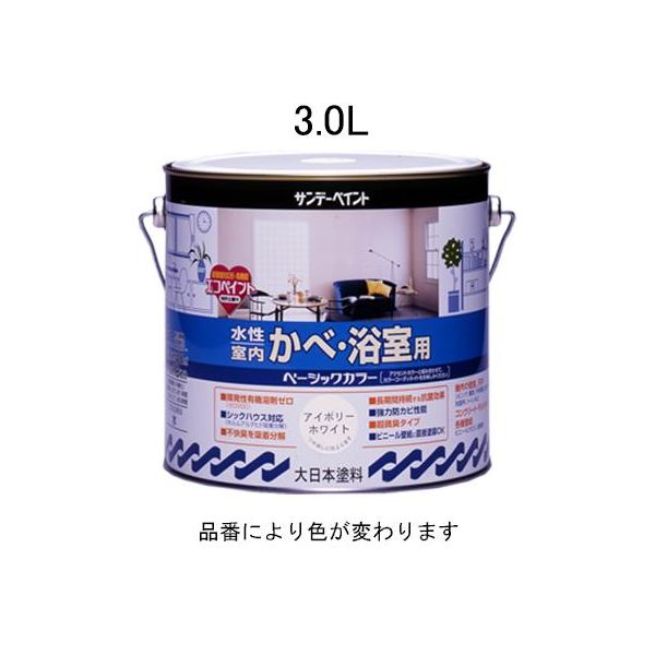●ツヤなし●内容量：3.0L●カラー：ホワイト●塗り面積(1回塗り)：30m2●乾燥時間(指触)：20℃：約20分、冬期：約30分　　　　　　(半硬化)：20℃：約60分、冬期：約2時間●コンクリート、モルタル、木部、各種壁紙、浴室、トイレ...