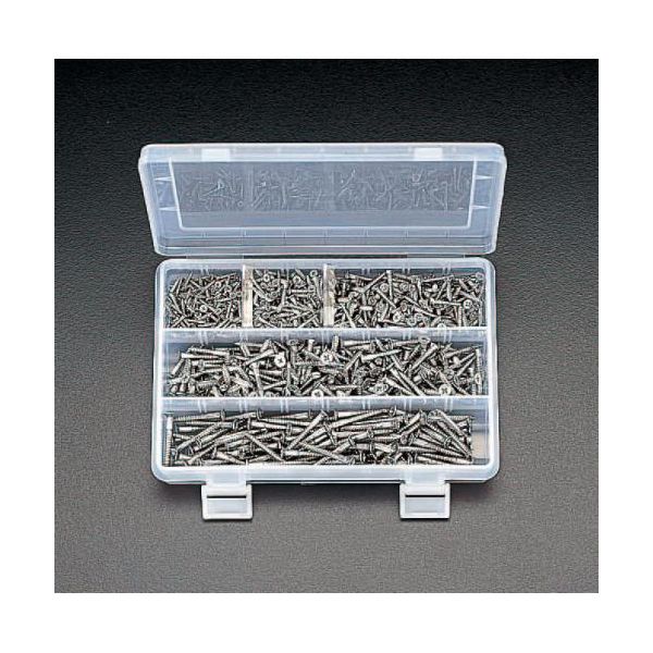 ●＜セット内容＞…サイズ（入数）：2.4×13mm（200）2.7×16mm（200）3.1×20mm（200）3.8×25mm（200）4.1×38mm（100）●材質…ステンレス●頭形状…(＋)皿頭●ケースサイズ…207×145×40m...