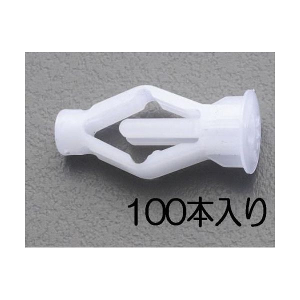 ●材質…ポリプロピレン●ドリル径…8〜10mm●木ねじ径…4.1、4.5mm●石膏ボード、ブロック用●全長…33mm●固定板厚…9〜15mm●重量（1本あたり）…約1g●入数は100本入りです。●脚部がボードに密着し、取付物のがたつきを抑え...