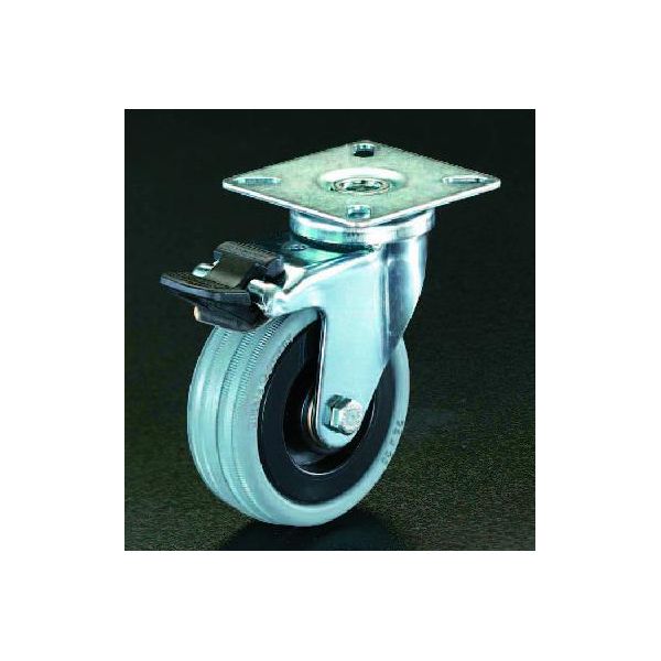 ●仕様…自在車輪（後ストッパー付き）●耐熱温度…-20〜60℃●材質…金具：スチール、車輪：ソリッドラバー●車輪径×幅…75×25mm●耐荷重…60kg●全高…100mm●ボールベアリング●プレート取付け型●リムは耐衝撃性のあるナイロン6製...