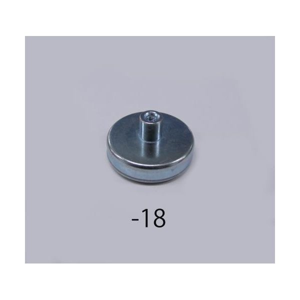 ●材質…フェライト磁石、スチール（亜鉛メッキ加工）●吸着力…125N(12.5kgf）●サイズ…φ40×8(ネジ穴込：18)mm●ネジサイズ…M5●使用温度…120℃以下●重量（1個）…60g●入数…5個/pack●耐腐食性に優れた雌ねじ付...