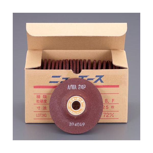 ●外径…100mm●穴径…15mm●厚み…4mm●粒度…＃36●砥粒…A/WA●硬度…P●最大回転数…13690rpm●最大使用周速度…4300m/min●入数…25枚●用途…一般鋼、ステンレス鋼のビード取り、バリ取りに●特長…幅広い用途に...