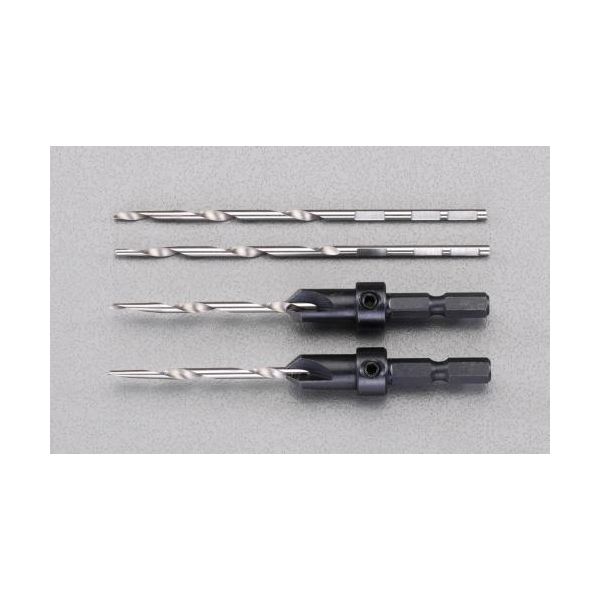 ●＜セット内容＞…　　座掘りビット×2　　下穴用錐×4　　専用レンチ×1●材質…座掘りビット：鉄鋼45C　錐：ハイス鋼●対応ビス長さ…50〜75mm●サイズ…全長101〜125mm　　座掘りビット：φ9.4×53mm　　　錐：φ3×97mm...