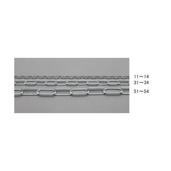 ●材質…鉄(SWRM6)●表面処理…ユニクロメッキ●全長…30m●線径…2.0mm●使用荷重…8kg●チェーン内寸…20.3×6.0mm●取り外しが簡単で扱いやすいチェーンです。類似商品はこちらエスコ EA980SD-54 EA980SD−...