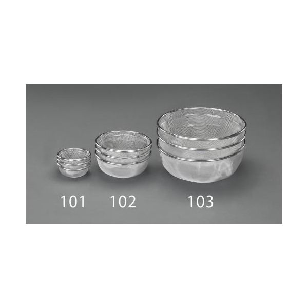 ●材質…ステンレス(SUS304)●ざる径…130mm●＜セット内容＞…(目開)／(メッシュ)／(線径)0.44mm／40／0.20mm1.23mm／16／0.36mm2.76mm／8／0.42mm●入数…3個類似商品はこちらエスコ EA9...