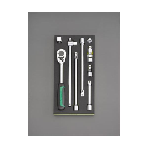 ●〈セット内容〉…9点●トレーサイズ…175(W)×350(D)×40(H)mm●差込角…1/2”●T型スライドハンドル…300mm●エクステンションバー…52・130・255(×2)mm●ユニバーサルジョイント…71mm●アダプター…3/...