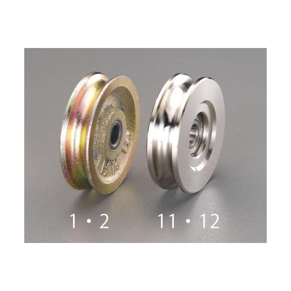 ●車径（A）…75mm●サイズ…B：ベアリング6201ZZ・10mm、C：21mm、D(軸径)：12mm、G：12mm●使用ロープ径…〜10mm●材質…スチール●滑車の交換用部品です。●ベアリング入りですので回転が滑らかです。類似商品はこち...