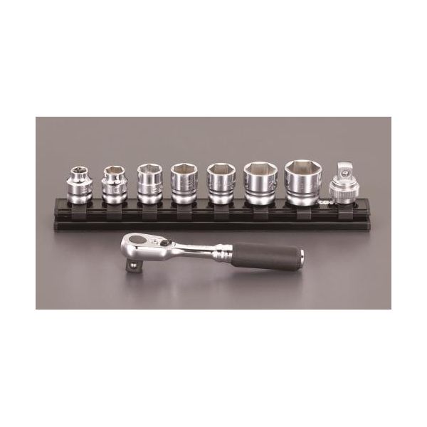 ●セット内容9点●＜セット内容＞…・3/8”SQ 6角ソケット7個・ラチェットハンドル(コンパクト)・クイックスピナー(コンパクト)・アルミソケットレール(クリップ8個付)●サイズ…3/8”SQ6角ソケット(3400MZ8101213141...