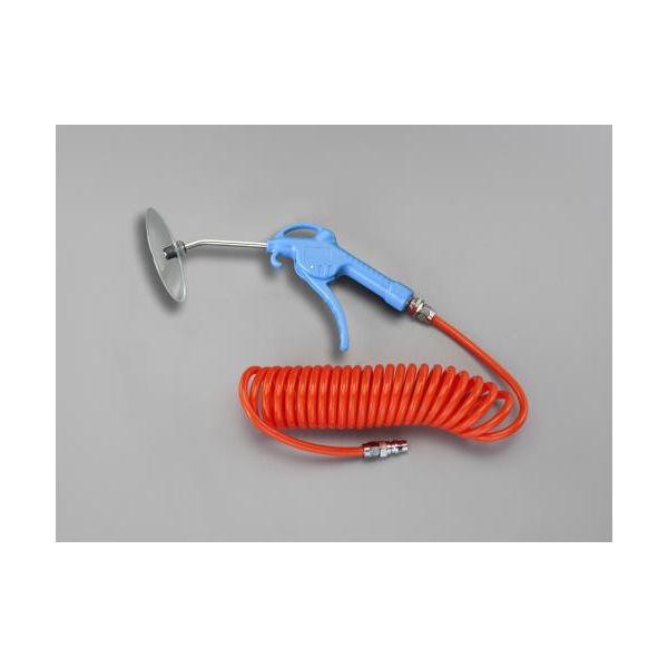 ●使用圧力…0.5〜0.8MPa●エアー量…340L/min●穴径…3mm●ノズル長…100mm●ホースサイズ…内径：5mm外径：8mm●使用範囲…3m●シールド付(φ98mm)●ホースがよじれにくいスイベル金具付●ウレタンホース付●プラグ...