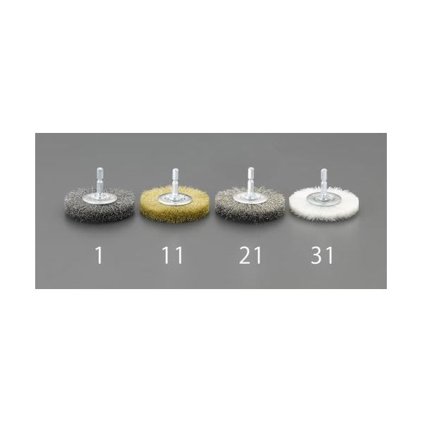 ●軸径…1/4”（6.35mm）●材質…ステンレス●ブラシサイズ…外径：30mm線径：0.3mm幅：6mm●最大回転数…18000rpm類似商品はこちらエスコ EA819BL-13 50mm 六角軸1,623円エスコ EA819BL-12 ...