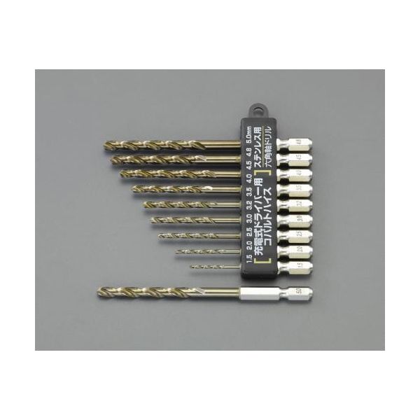 ●材質…CO-HSS（コバルトハイス）●六角シャンク…6.35mm●シンニング加工●強ネジレ形状●用途…ステンレス、一般鋼材、軽金属に●入数…10本●サイズ…1.5・2.0・2.5・3.0・3.2・3.5・4.0・4.5・4.8・5.0mm...