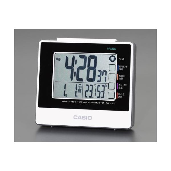 ●電波受信機能●周波数…40kHz/60kHz自動選局●機能…電子音アラーム、スヌーズ、カレンダー、温湿度表示、生活環境お知らせ、LEDライト(残照機能付)●電源…単3電池×2本(付属)●サイズ…115(W)×50(D)×104(H)mm●...