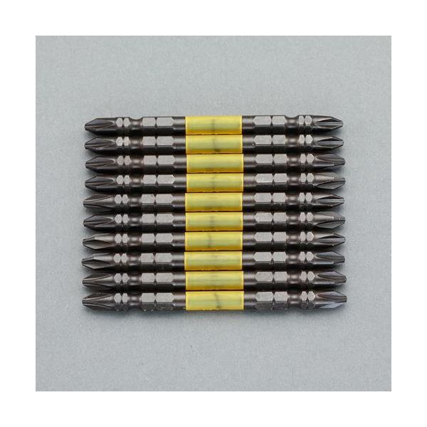 ●サイズ…#2●全長(mm)…65●六角シャンク…6.35mm(1/4”)●材質…ビット：クロム・モリブデン・バナジウム鋼樹脂部：PP●重量(g)…115●入数…10本●マグネット付●36V対応(18Vにも対応)●高靭性・高硬度（HRC62...
