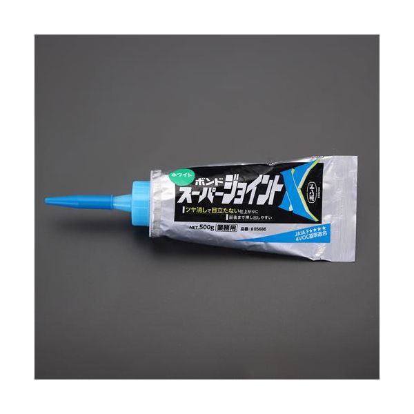 ●商品名…スーパージョイントX●内容量…500g●カラー…ホワイト●使用温度範囲…常温●硬化時間…24時間●天井・壁面のコーナー・ドア枠・窓枠まわりのコーキング。 ●下地のすき間、凹凸補修。●アクリル樹脂系●防カビ剤入り。●JAIA　F☆☆...