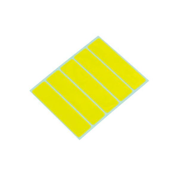 ●サイズ(mm)…15×60●カラー…イエロー●材質…基材：塩化ビニール粘着剤：アクリル系粘着剤●入数…1枚(1枚が5分割されています)●1シート5枚入●蛍光反射タイプ、粘着式、剥離紙付●夜間の安全対策に●ガレージ・駐車場周辺の目印に●車の...