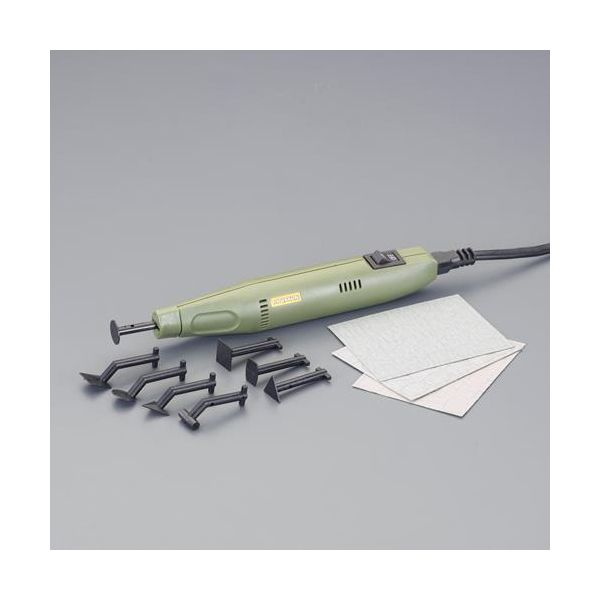 ●電源…100V(50/60Hz)●振動数…6800回/分●消費電力…5W●サイズ…φ30×200mm●重量…200g●定格使用時間…15分●付属品…先端アーバー8種(各1本)ヤスリペーパー180・240・400番(各1枚)●ヤスリペーパー...