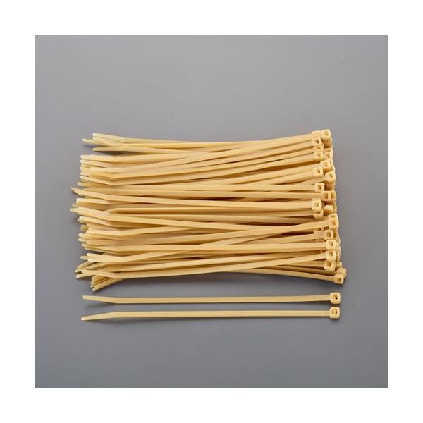 ●全長(mm)…300●幅(mm)…4.8●厚み(mm)…1.5●最大径(mm)…83●入数(本)…100●ループ引張強度(kgf)…22●材質…ナイロン46●色…茶色●使用温度範囲…0〜150℃●ナイロン46はナイロン66より高い耐熱特性...