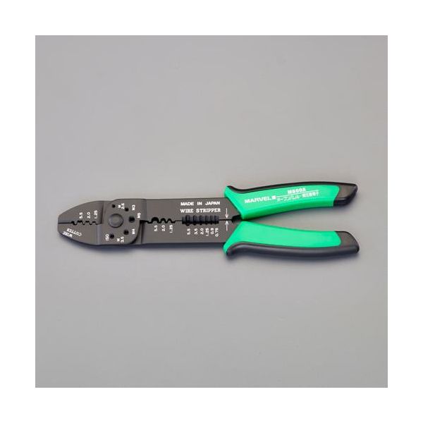 ●圧着範囲(mm2)…1.25・2.0・5.5●全長(mm)…235●材質…特殊鋼・PVC(塩化ビニル樹脂)●ケーブルストリッパー能力…0.75・0.9・1.25・2.0・3.5・5.5mm2●重量…290g●カッター・・・銅線：φ1.8m...