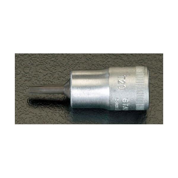 ●差込角…3/8”●サイズ…T10先端外形寸法(mm)：2.7全長(L1；mm)：49軸長(L2；mm)：17ソケット部外径(d；mm)：17.8●ねじサイズ…M3-3.5●重量…45g●側面ローレット加工●頑丈な圧入式の3/8”SQヘクス...