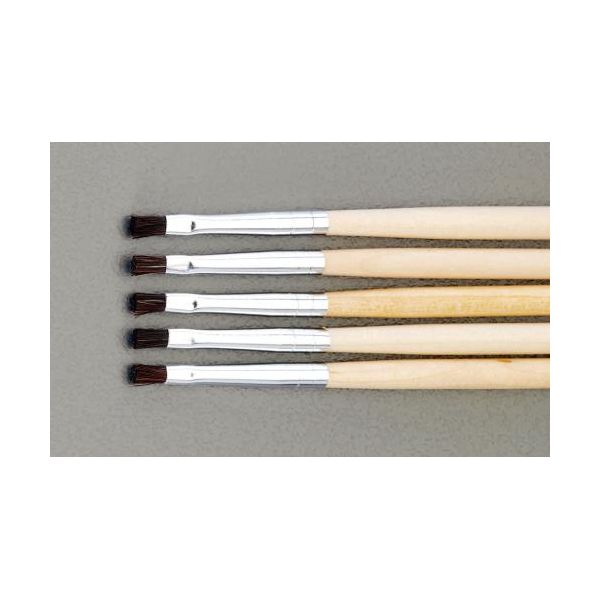●材質…毛：馬毛、柄：木●全長…100mm●毛幅…3mm●毛丈…6mm●用途…塗装剥がれや傷等、細部の補修に最適●入数…同サイズ、5本入り●毛質は腰が強く、弾力性があります。●油性用類似商品はこちらエスコ EA109MJ-122 5本組補修...