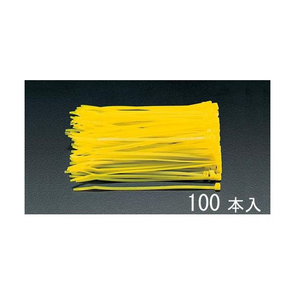 ●色…黄●全長…100mm●幅…2.5mm●最大径…25mm●ループ引張強度…8kgf●使用温度範囲…-40〜85℃●材質…ナイロン66●厚み…1.0mm●入数は100本入りです。類似商品はこちらエスコ EA475E-150 150mm 黄...