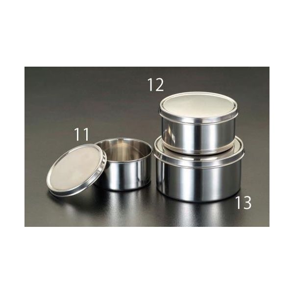 ●材質…ステンレス(18-8)●内寸サイズ…φ140×75(H)mm●容量…1.13L●ふた付類似商品はこちらエスコ EA508SA-12 120x65mm2,505円エスコ EA508SA-11 100x55mm1,911円エスコ EA5...