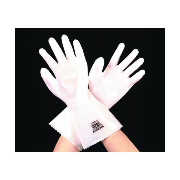 ●材質…表：シリコン、裏：ポリエステル●サイズ…L●全長…330mm●厚み…1.2mm(裏地含)●掌周り…232mm●中指長さ…75mm●耐溶剤…メタノール、アセトン、ジクロエタン、ジクロヘキサノン等●用途…半導体工場、バイオテクノロジー、...