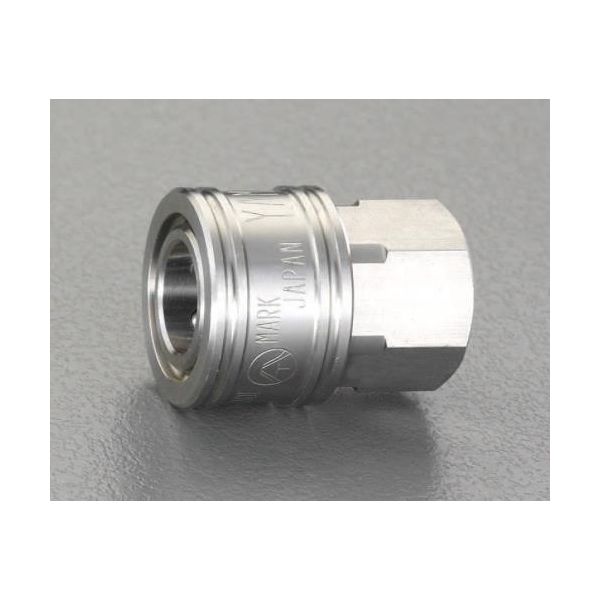 ●型…中圧型●材質…SUS304●オーリング(NBR)●バルブレス構造●取付ねじ…Rc（PT）3/8”●常用圧力…7.4MPa●中圧型のプラグ、ソケットは同ねじサイズのみしか適合しません類似商品はこちらエスコ EA140BE-2 1/4中圧...