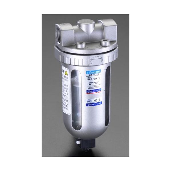 ●全高…176mm●使用圧力…0.05〜1.0MPa●耐圧力…1.5MPa●周囲温度…5〜60℃●ろ過度…40μm●重量…700g●面間…75mm●取付ねじ…Rc（PT）3/8”類似商品はこちらエスコ EA153CB-13 3/8RCエアー...