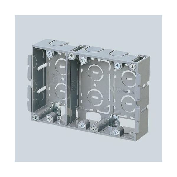 ●スイッチ…3個用●セパレーター（板）付き●サイズ…154×98×35mm●材質…PVC●間仕切り壁など、木ねじの効かない石膏ボード、木板へのスイッチボックスのあと付けに最適。●スライドするツメがボックスを固定します。●底面全面がニッパー等...