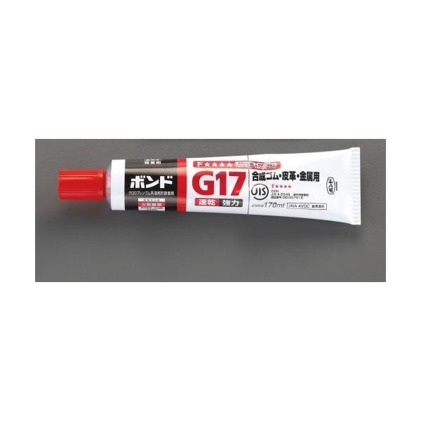 ●商品名…G17●ゴム・皮革・金属板・布・木・陶磁器・硬化プラスチック等に●速乾性●内容量…170ml●JIS　F★★★★●JAIA4VOC●使用温度範囲…10〜35℃類似商品はこちらエスコ EA935B-10 170ml合成ゴム1,049...