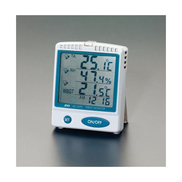 ●測定項目…WBGT指数、気温、相対湿度、時刻●測定範囲…気温(TA)：0〜55℃相対湿度(RH)：20〜90%RH●分解能…温度：0.1℃湿度：0.1%RH●精度…気温(TA)：±1℃(0〜50.0℃)、±2℃(50.1〜55.0℃)相対...