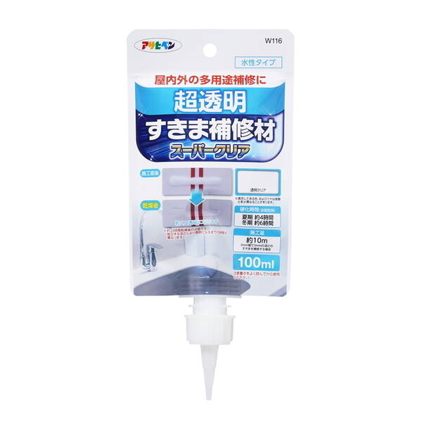 【商品説明】●屋内外の多用途補修に。●水性タイプのすきま補修材です。●硬化（内部まで乾燥した状態）後は透明ですので、周りの意匠に影響なく補修できます。●パウチ容器なので、補修箇所に直接手で中身を押し出して使えます。●屋内外に使用でき、耐候性...