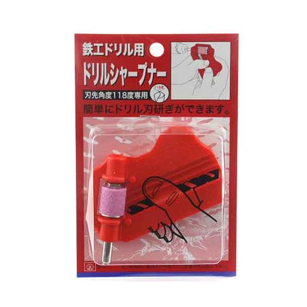 【用途】鉄工ドリル用ドリルシャープナー。【機能・特徴】電気ドリルを使用して、鉄工ドリルの再研磨ができます。ドリル刃の先角度は118度専用です。2〜12mmのドリルに使用できます。別売で替砥石があります。【仕様】●丸軸。●軸径：6mm。●砥石...
