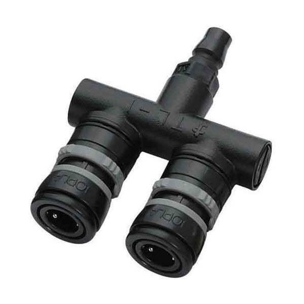 【用途】ツインカプラ2分岐配管用(取入口1/4インチカプラ取出口ソケット2ヶ所)。【機能・特徴】ハイカプラ(20型・30型・40型)との互換性を持たせてあるので汎用性も抜群です。ソケットが使用する方向に360度自在に動くので作業性を大幅に向...