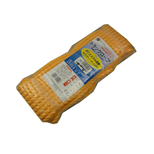 【商品説明】【用途】シート止等・荷物の固定。【機能・特徴】両端リング加工済みです。【仕様】●サイズ(約)：太さ9mm×長さ20m。●引張強度：約720kg。●安全強度：約140kg。【材質】●ポリエチレン。●ポリエステル混撚。資材 運送資材...